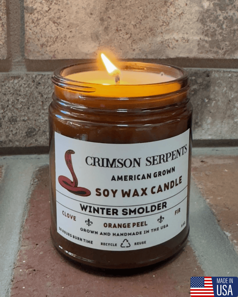 Winter Smolder Soy Candle - Crimson Serpents Outpost